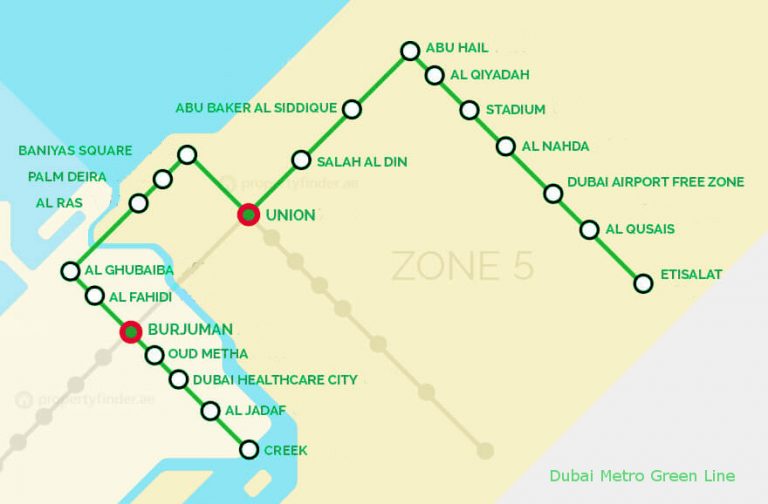 Dubai Metro Green Line: Map, Schedule, Routes, Stations, Which Feeder ...