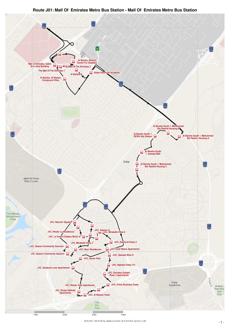 J01 Bus Route in Dubai - Time Schedule, Stops and Maps - Your Dubai Guide